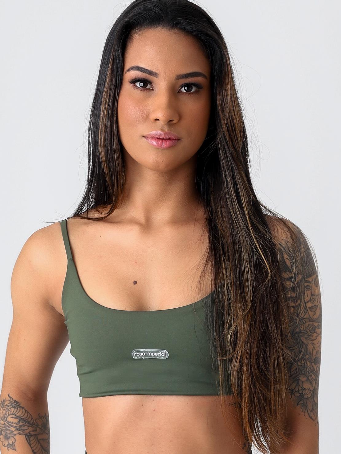 Top New Basic Verde Militar • Rosa Imperial